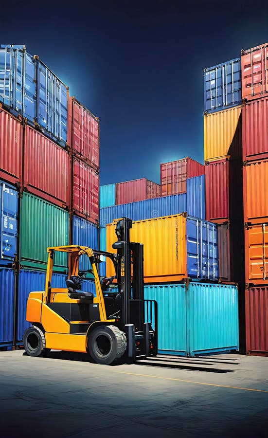 Sea ??shipping Containers on a Loading Platform in a Port with Space ...