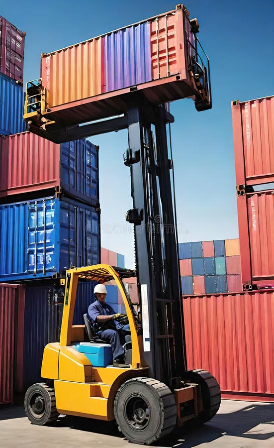 Sea ??shipping Containers on a Loading Platform in a Port with Space ...