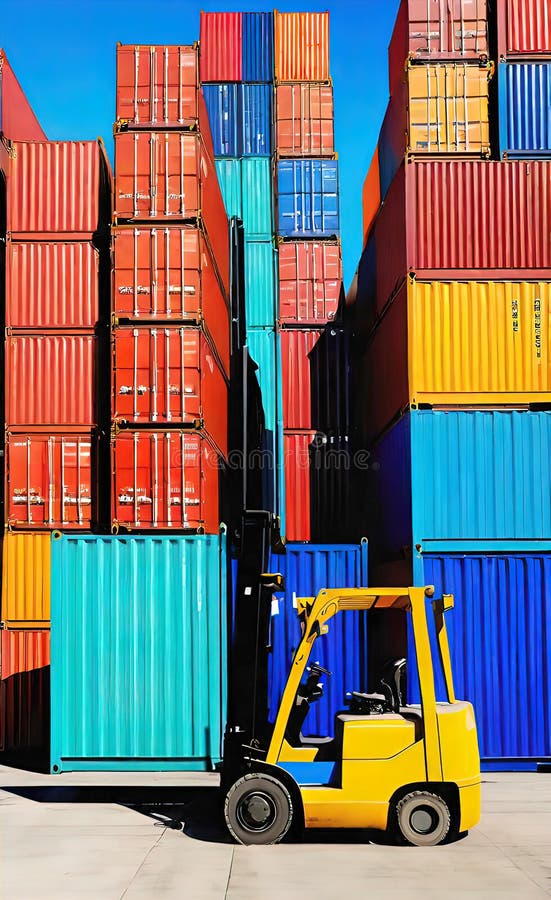 Sea ??shipping Containers on a Loading Platform in a Port with Space ...