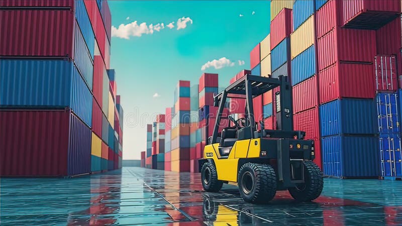 Sea ??shipping Containers on a Loading Platform in a Port with Space ...