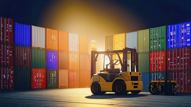 Sea ??shipping Containers on a Loading Platform in a Port with Space ...