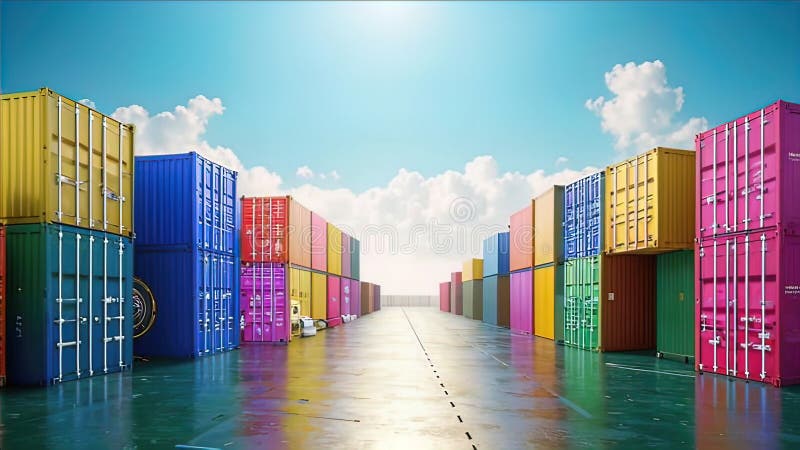 Sea ??shipping Containers on a Loading Platform in a Port with Space ...