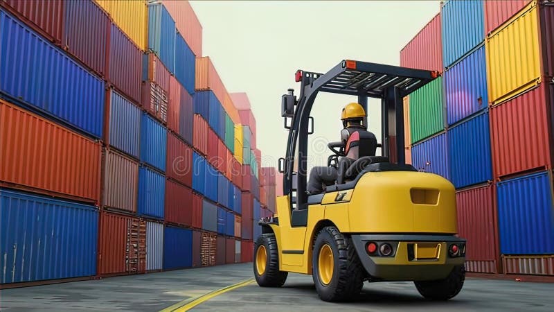 Sea ??shipping Containers on a Loading Platform in a Port with Space ...