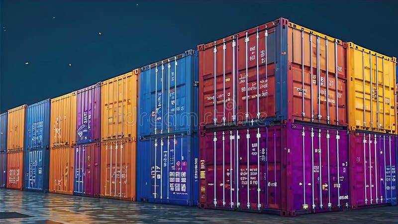 Sea ??shipping Containers on a Loading Platform in a Port with Space ...