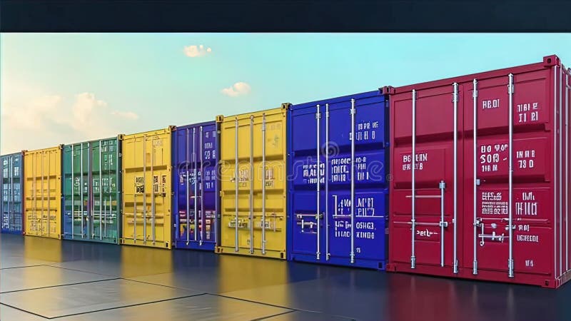 Sea ??shipping Containers on a Loading Platform in a Port with Space ...