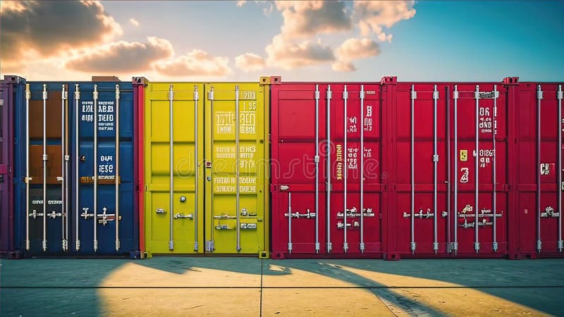 Sea ??shipping Containers on a Loading Platform in a Port with Space ...