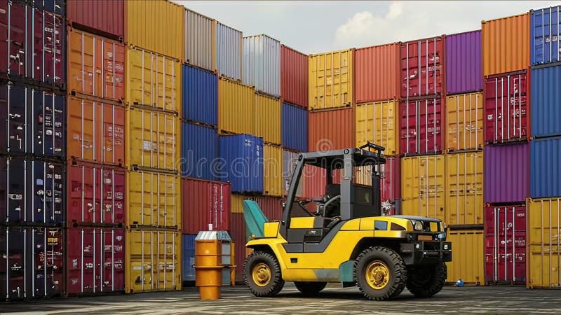 Sea ??shipping Containers on a Loading Platform in a Port with Space ...