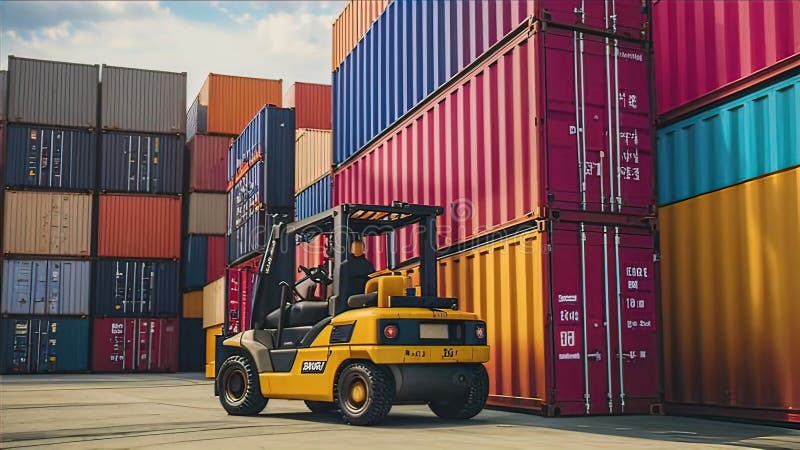 Sea ??shipping Containers on a Loading Platform in a Port with Space ...