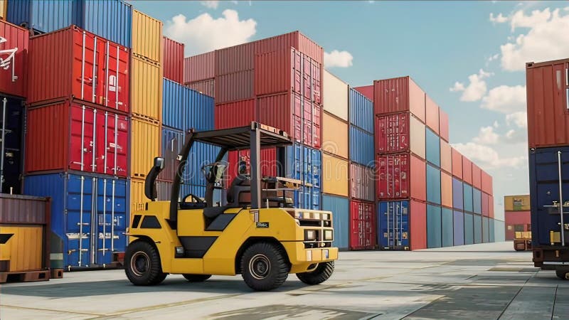 Sea ??shipping Containers on a Loading Platform in a Port with Space ...