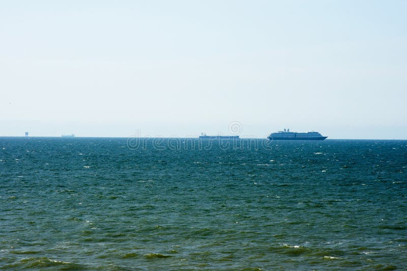 The Sea with Ships in the Distance Stock Photo - Image of distance ...
