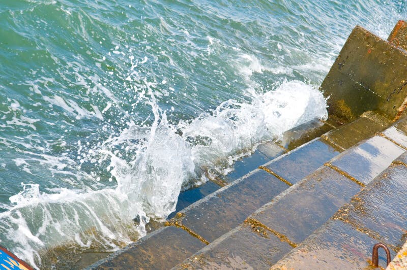 Park Bench Swamped by a Rising Sea Level Stock Photo - Image of level ...