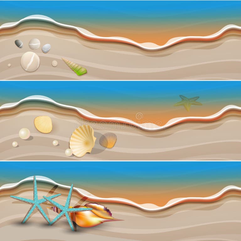 Sea shore banner set stock vector. Illustration of paradise - 42953615