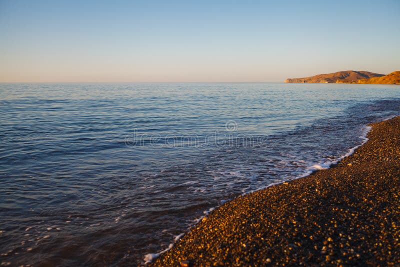Sea Shore from Pebbles in the Morning Stock Image - Image of liska ...