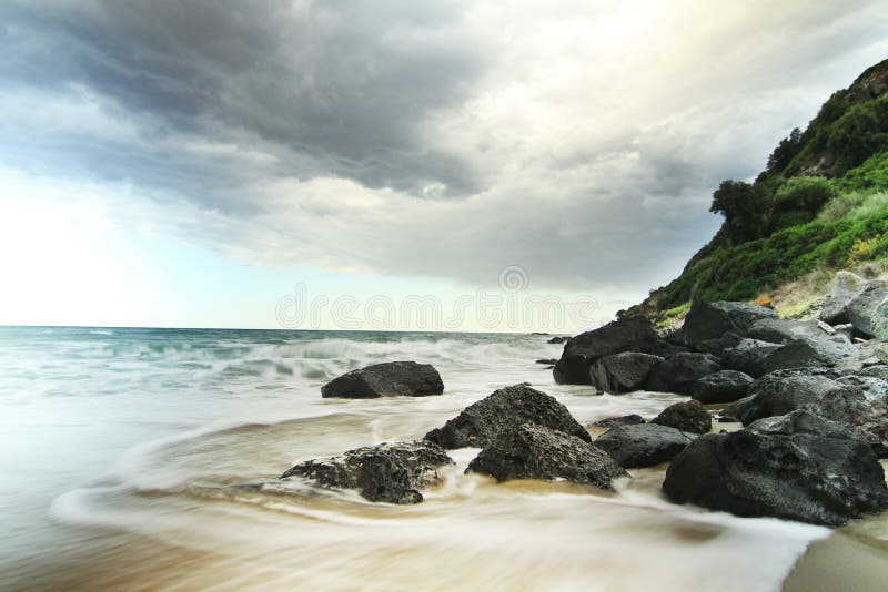 Sea Shore with Rocks in Sardinia Stock Photo - Image of scene, shore ...