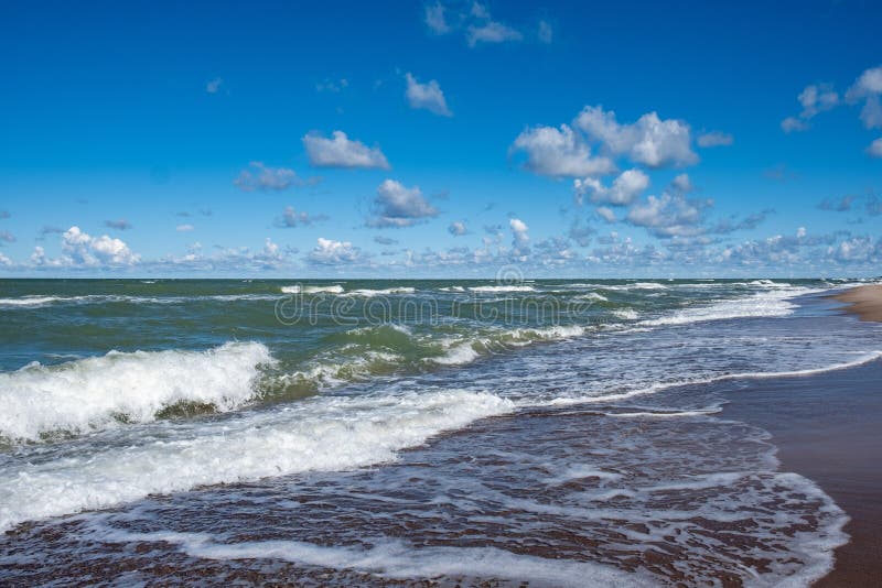 Sea shore scene and waves stock image. Image of water - 240523349