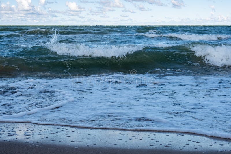 Sea shore scene and waves stock image. Image of waves - 240523373