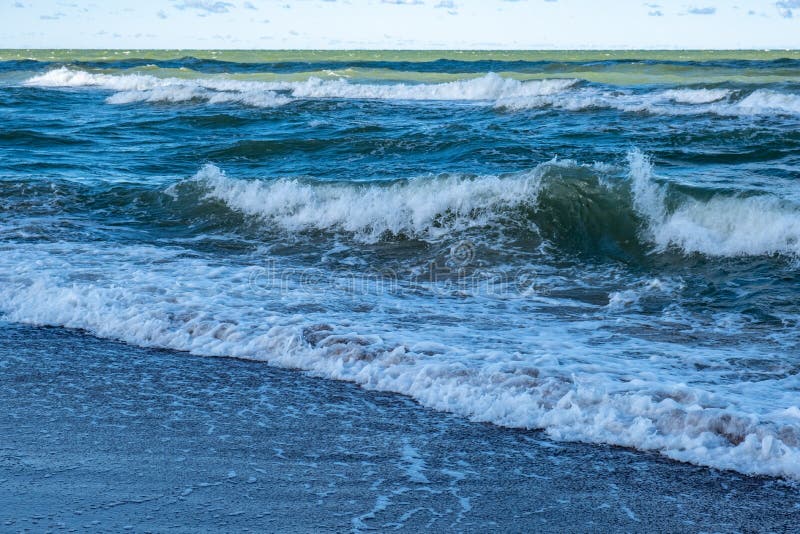 Sea shore scene and waves stock photo. Image of landscape - 240523394