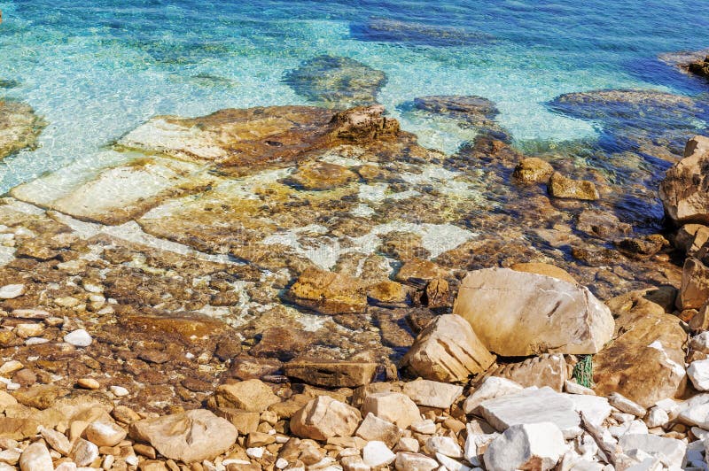 Sea Shore and Stones Close Background in Greece Stock Image - Image of ...