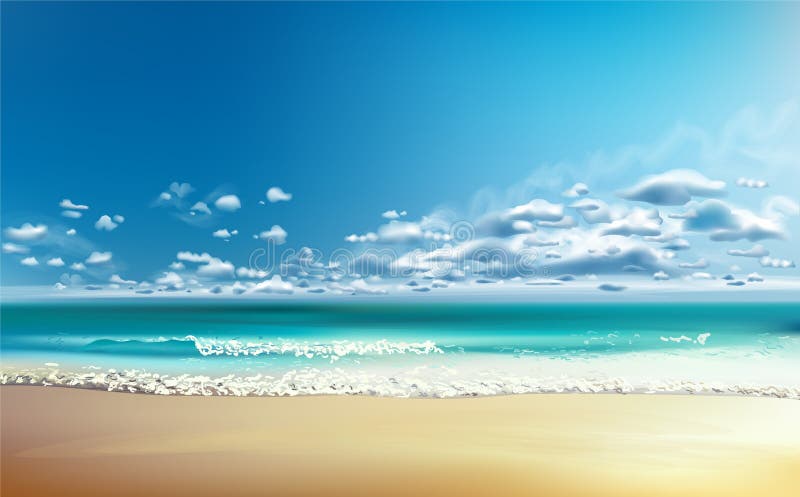 221_Summer Sandy Beach Background with Seascape. Stock Vector ...