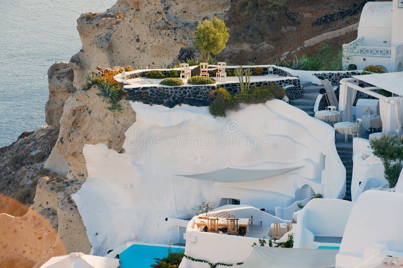 Sea Side Terrace with a Stunning Sea View in Oia, Greece. Editorial ...