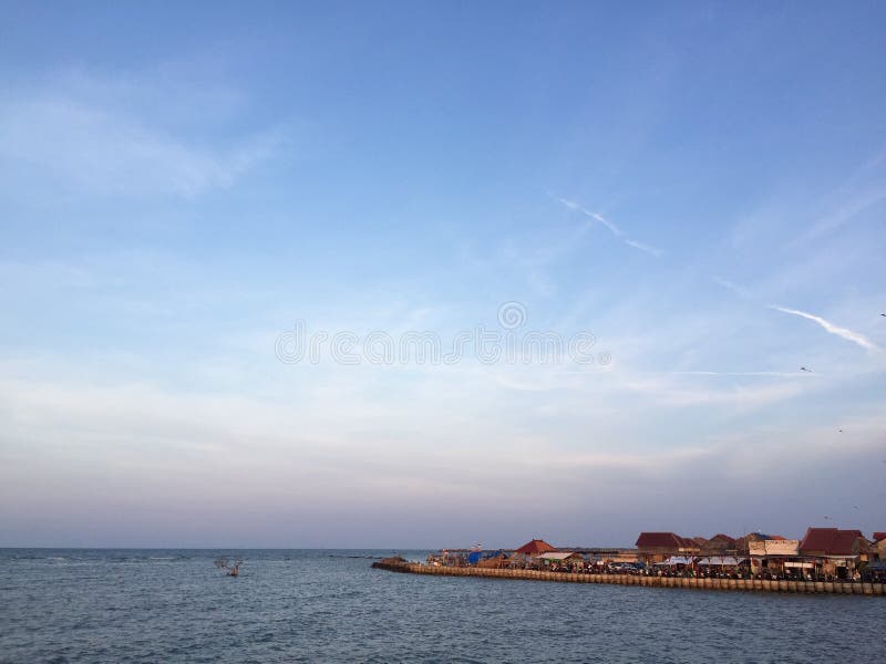 Sea side view stock image. Image of houses, side, blue - 209612249