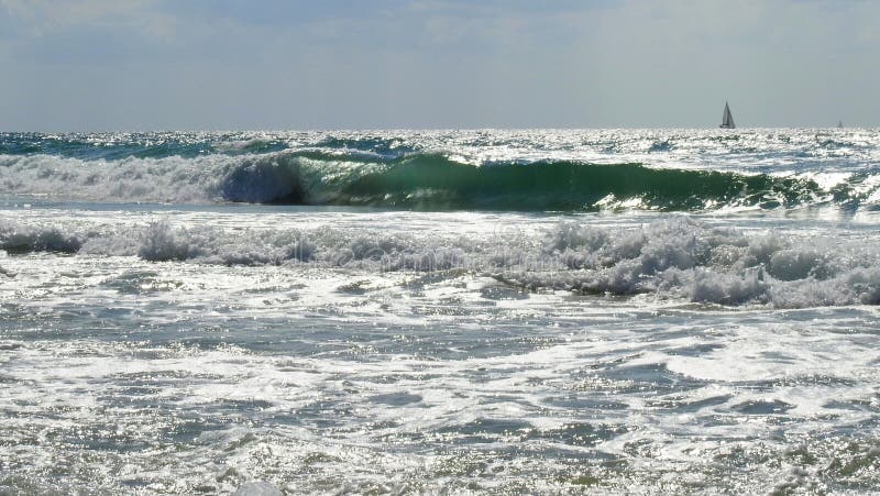 Sea sight in summer stock photo. Image of waves, windsurfing - 131233692