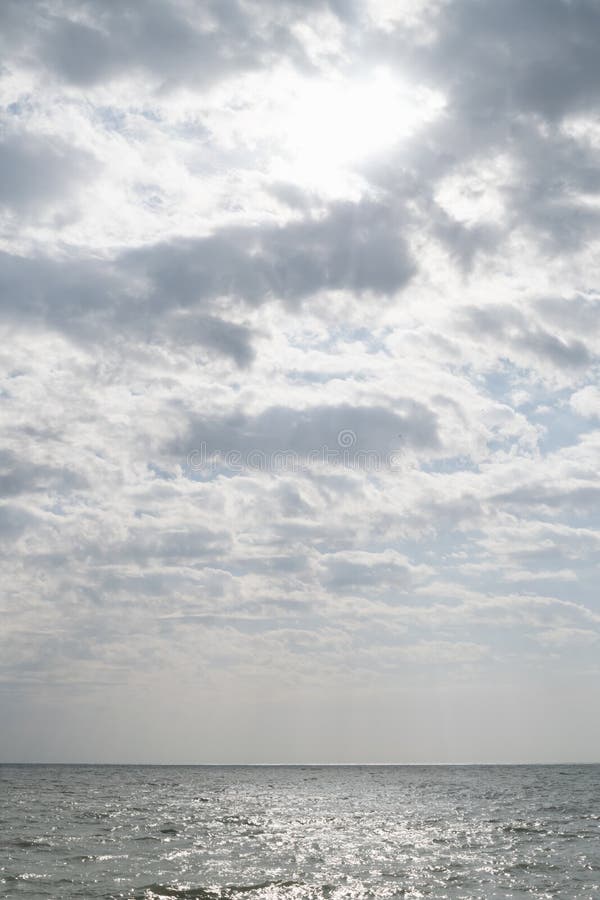 Sea and Sky. Cloudy Day. Marine Background. Sun Glare on the Water ...