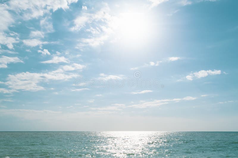 Sun Glare on the Water. Blue Sea and Sky Stock Photo - Image of beauty ...