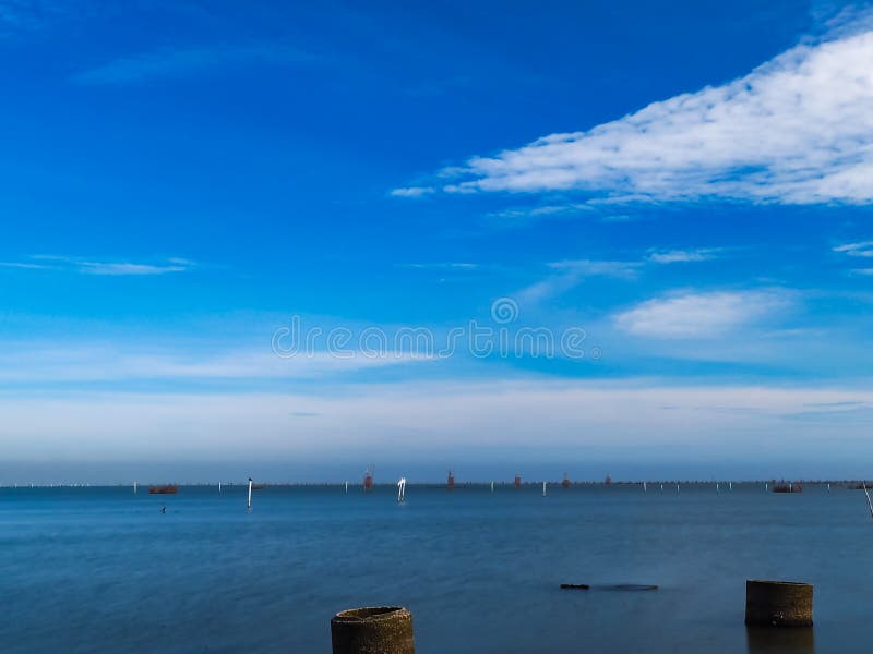 Sea ,sky and cloud stock photo. Image of shore, morning - 195404464