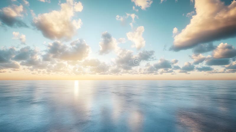 Sea and Sky with Sun Reflection Background Stock Illustration ...