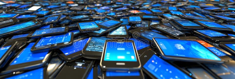 Sea of Smartphones Overflowing Array of Mobile Device Screens ...
