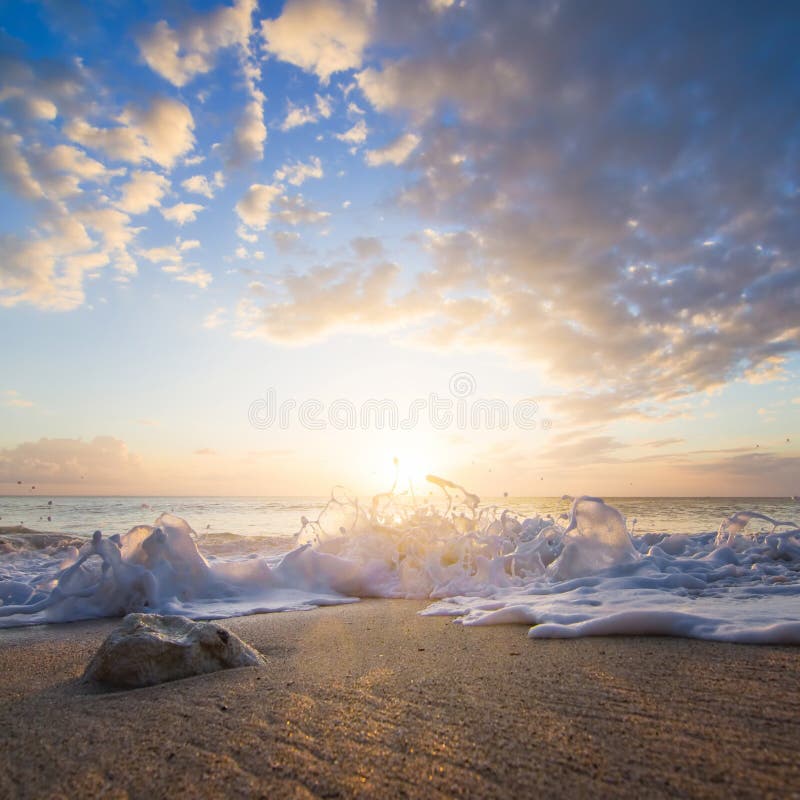 Sea splash at sunset stock photo. Image of wave, coastline - 89889574