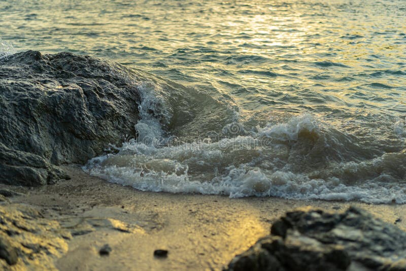 Sea splashes on stone stock image. Image of wave, rock - 251359491