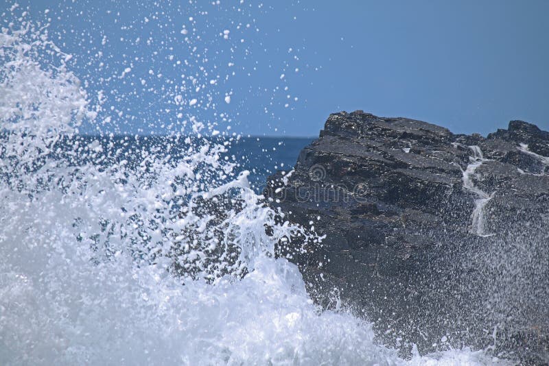 WHITE SPRAY BLOWING OFF CREST of a WAVE Stock Image - Image of gloomy ...