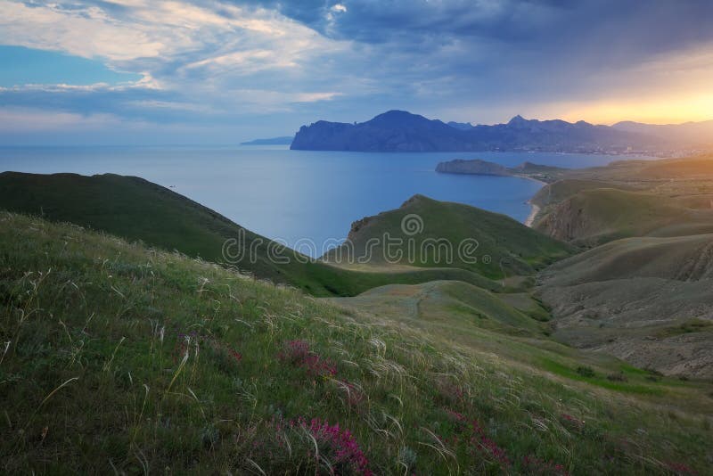 Sea Spring Bay. View from the Mountain Stock Photo - Image of horizon ...