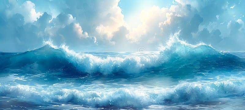 Sea Square Frame Watercolor Artwork Capturing Coastal Beauty ...