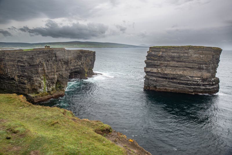 Sea Stack at Downpatrick Head in County Mayo, Ireland on a Cloudy Day ...