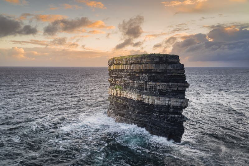 Sea Stack Downpatrick Head Standing in Atlantic Ocean, Ireland Stock ...