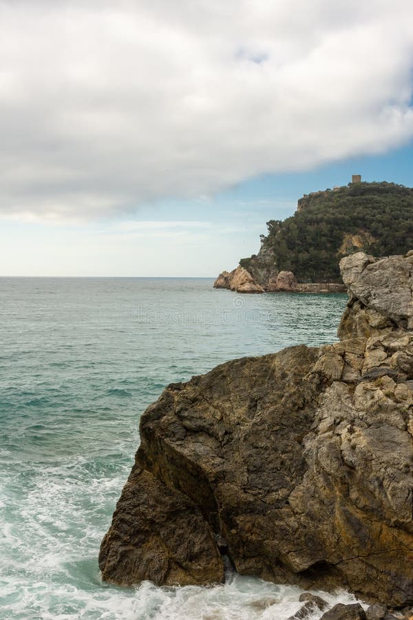 Sea Stack in the Ligurian Sea , Italy Stock Photo - Image of finale ...