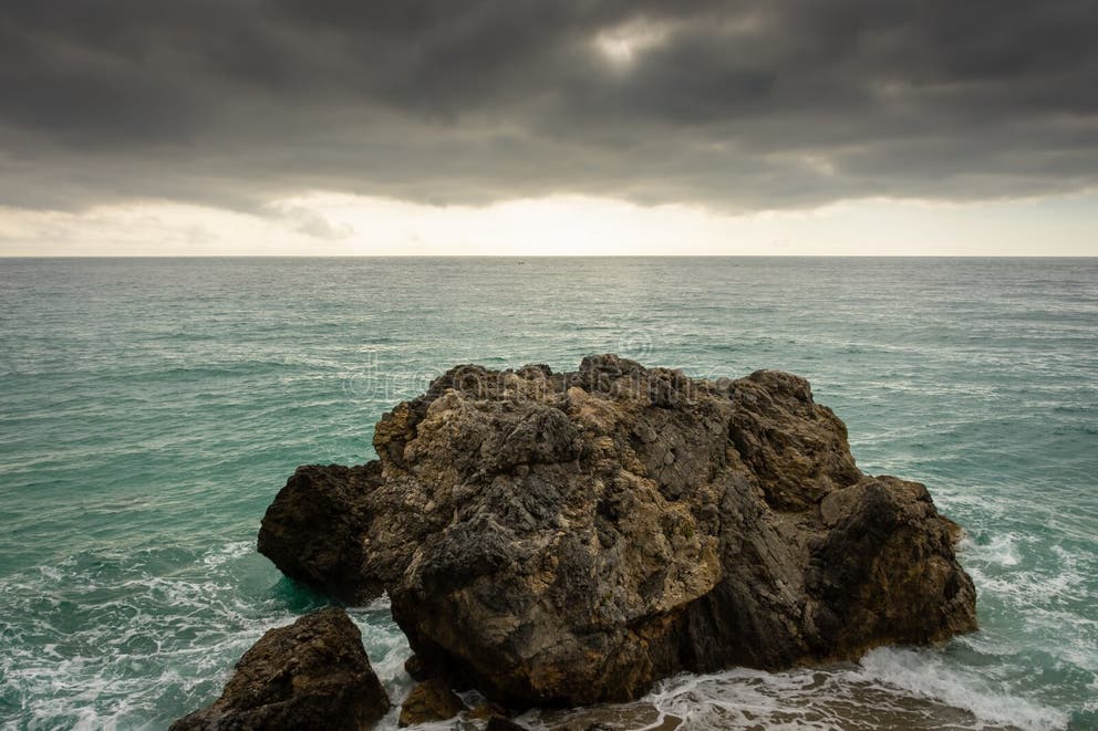 Sea Stack in the Ligurian Sea , Italy Stock Photo - Image of panorama ...