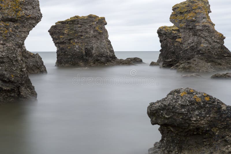 Sea Stack by Ocean in Gotland, Sweden Stock Image - Image of ocean ...