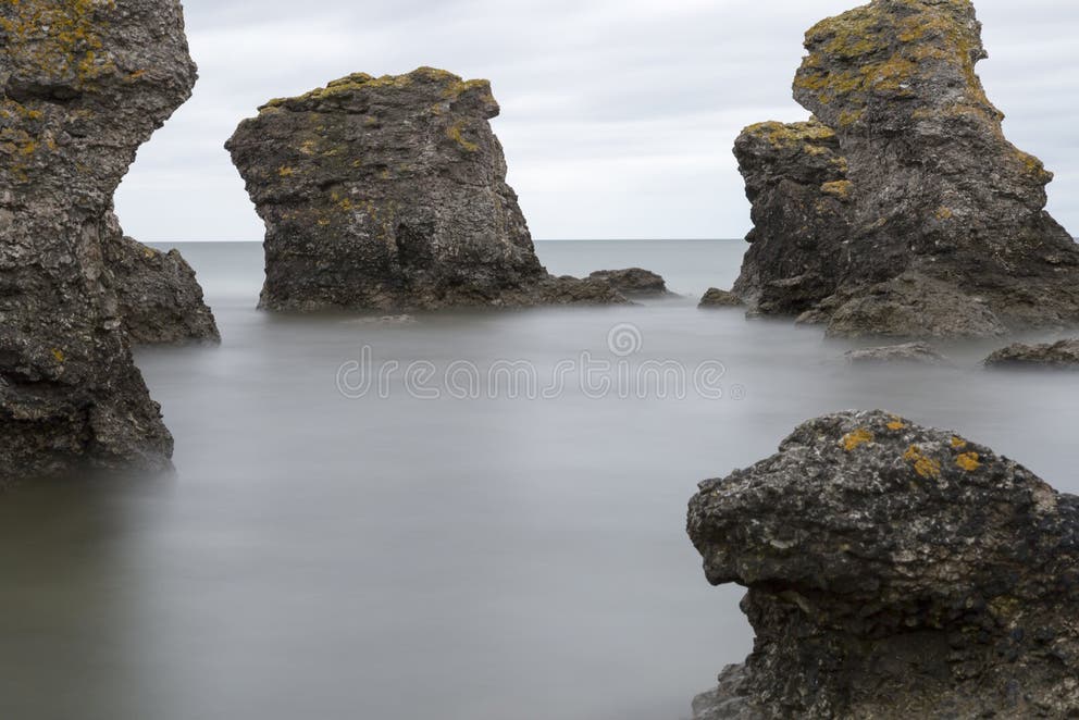 Sea Stack by Ocean in Gotland, Sweden Stock Image - Image of ocean ...
