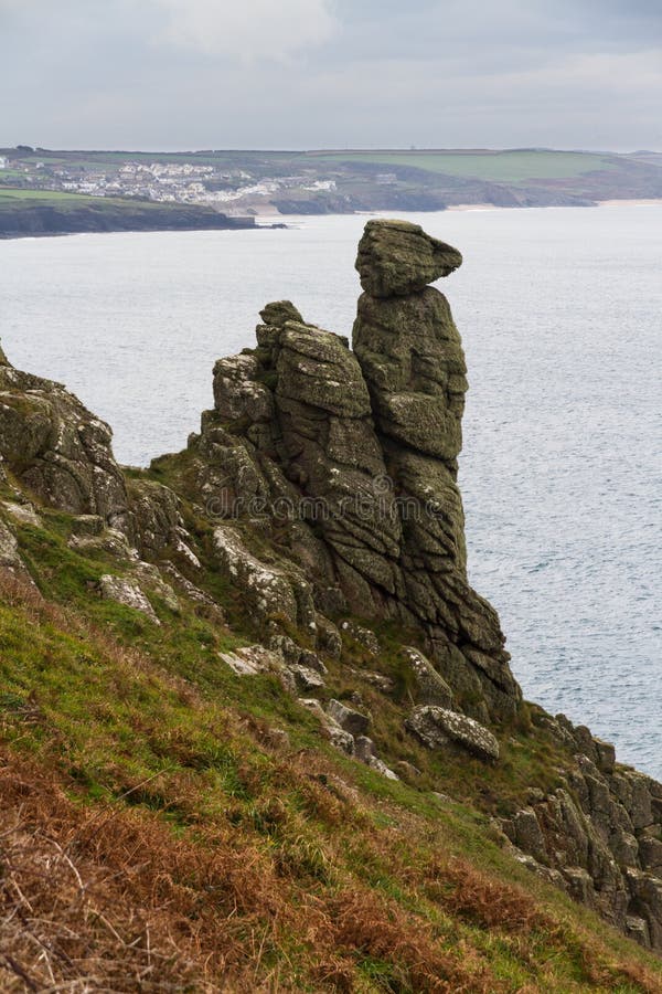 Sea Stack at Rinsey Head, the Bishop or Camel Stock Photo - Image of ...