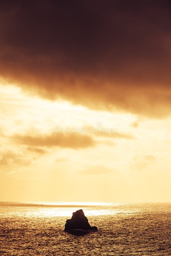 Sea Stack in the Sea in Madeira at Sunset Stock Photo - Image of sunny ...
