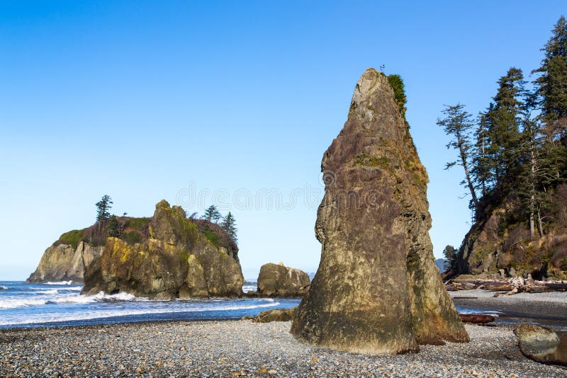 Sea stacks on Ruby Beach stock image. Image of waves - 56553241