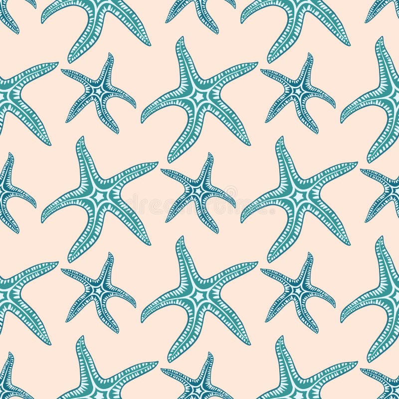 Sea Star Vector Seamless Pattern Stock Vector - Illustration of coast ...