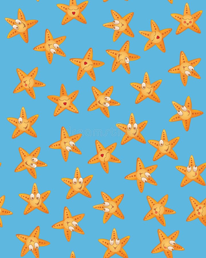Sea stars seamless pattern stock vector. Illustration of mood - 72214775
