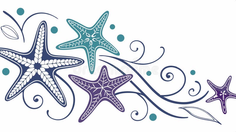 Sea Stars and Starfish Illustration Marine Decorative Element Vector ...
