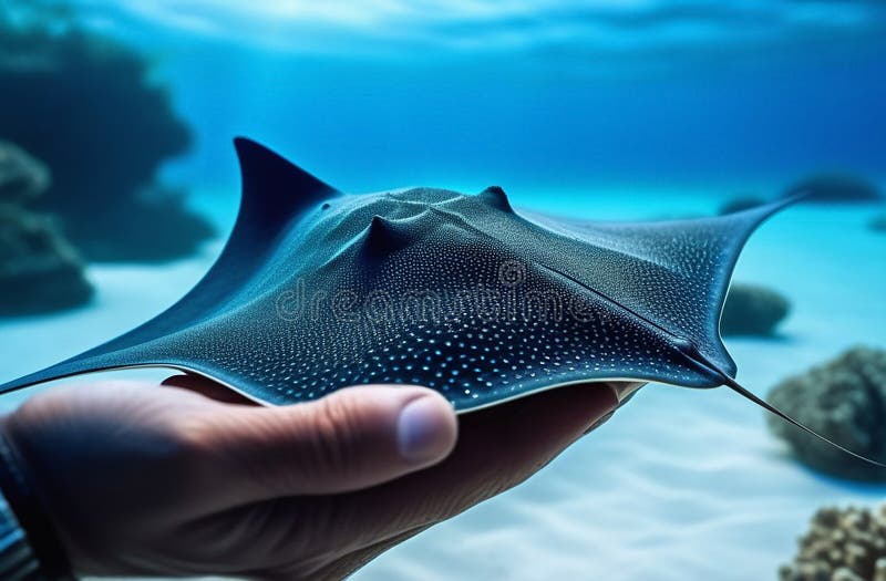 Sea Stingray in the Hands of a Man Stock Illustration - Illustration of ...