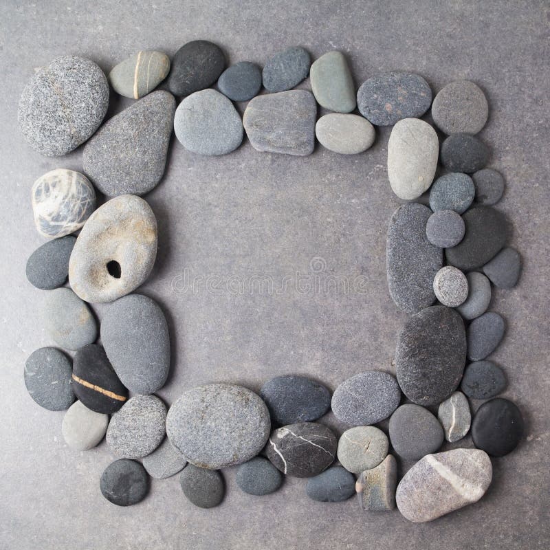 Sea Stone Frame Border Background. Top View. Flat Lay Stock Photo ...
